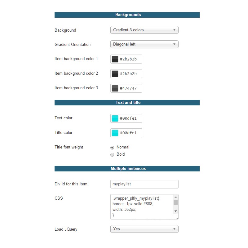 Audio Playlist display for AudioFLY