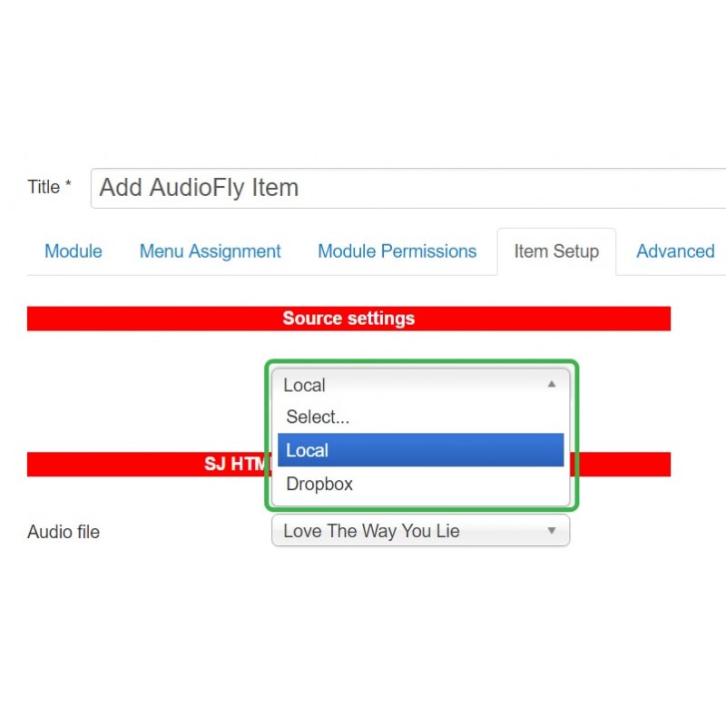 One item display for AudioFly